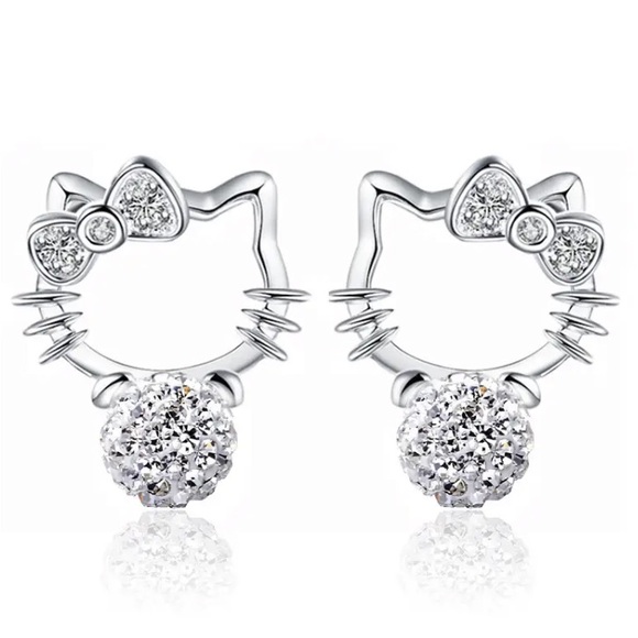 Hello Kitty | Jewelry | Hello Kitty Stud Earrings In 925 Sterling ...